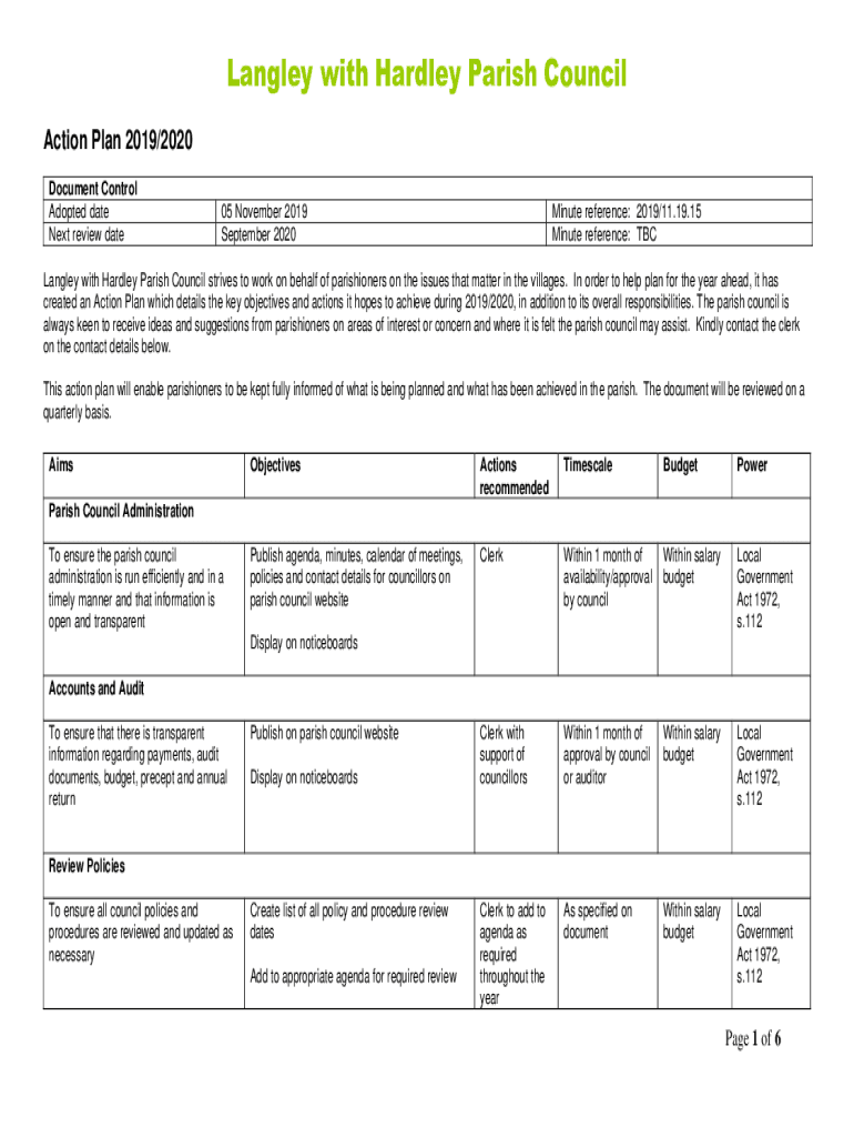 Fillable Online Action Plan - Langley with Hardley, Norfolk Fax Email ...