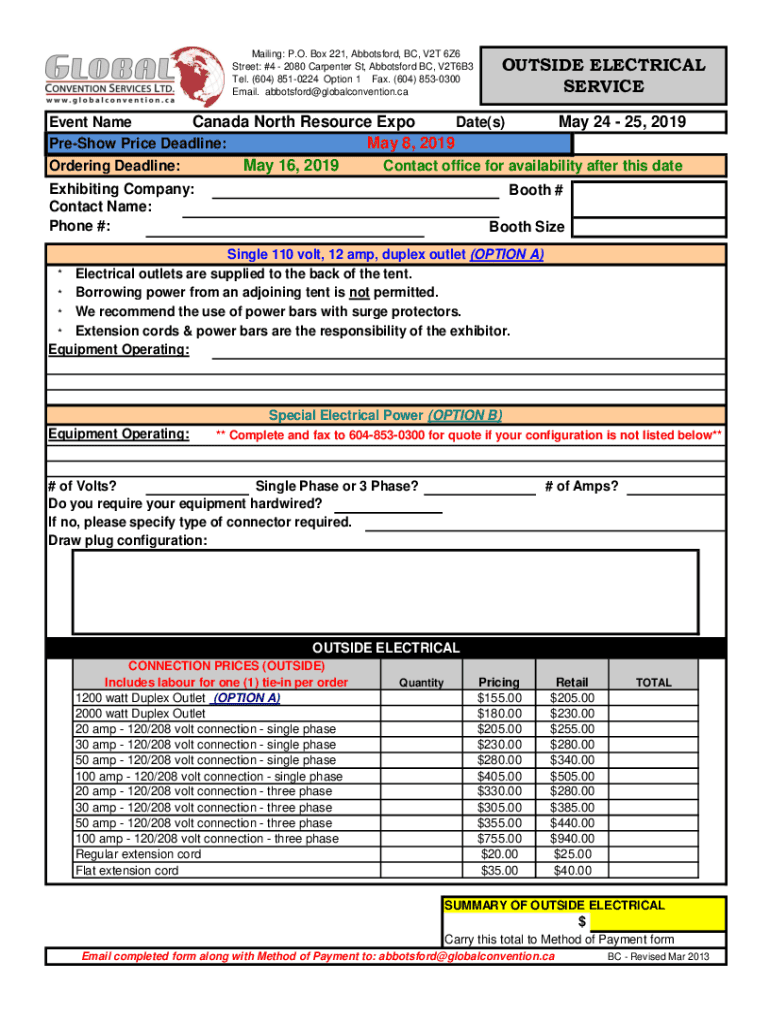 Fillable Online OUTSIDE ELECTRICAL SERVICE Fax Email Print - pdfFiller