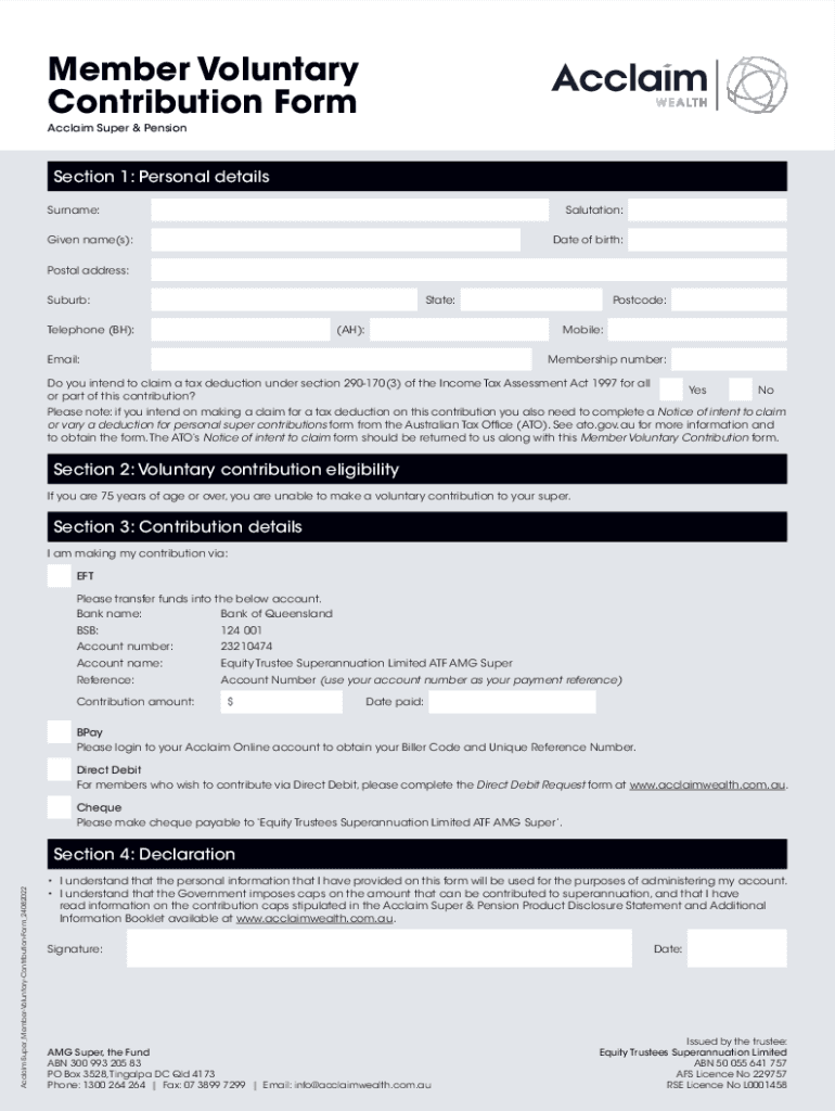 Fillable Online Start or Change Regular Contributions to your Super Fax ...