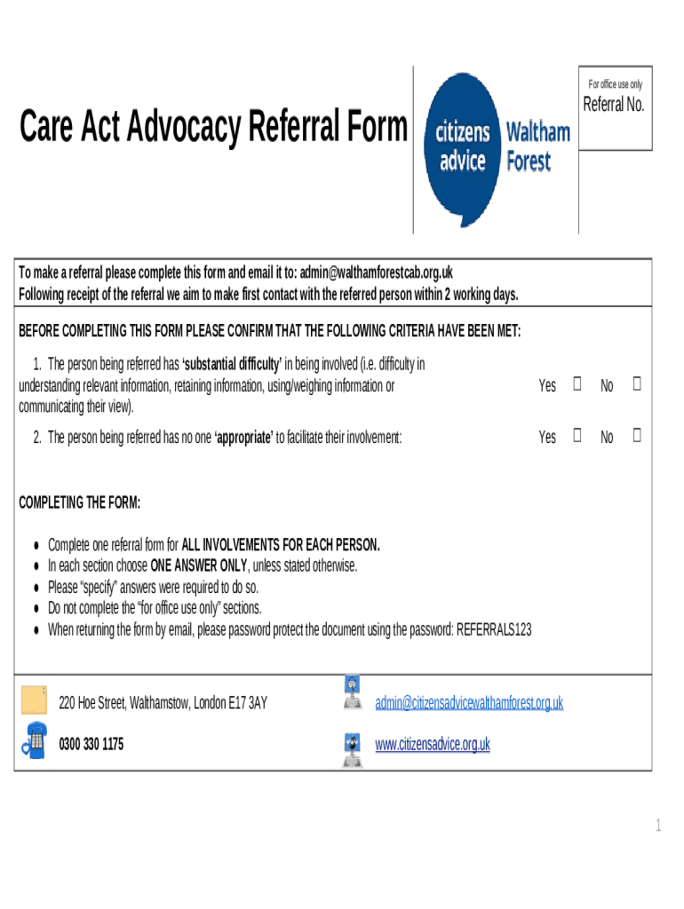 ASK 4 AdvocacyGeneral Referral - Touchstone Doc Template | pdfFiller