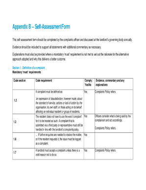 Fillable Online Appendix B Self-Assessment Form Fax Email Print - pdfFiller