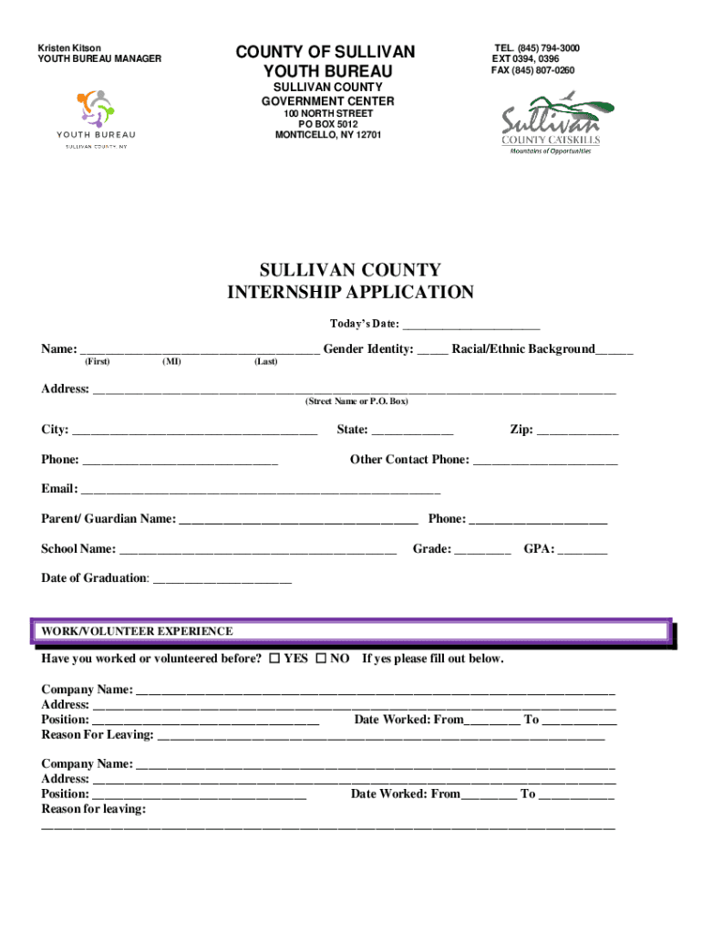 Fillable Online Sullivan Youth BureauRotary Club of Liberty Fax Email ...