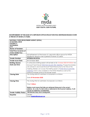 Fillable Online The NYDA Westrand... - National Youth Development ...