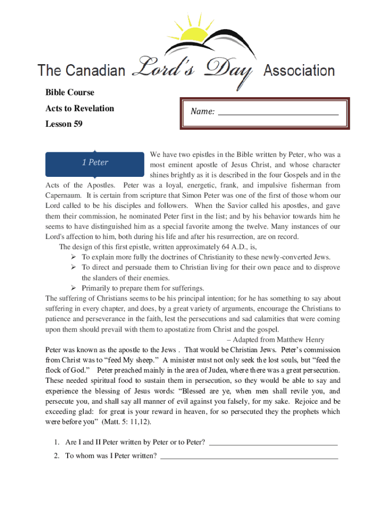 Fillable Online Peter the ApostleBible Story & Facts - Video & Lesson ...