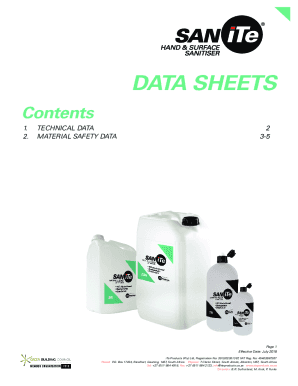 Fillable Online DATA SHEETS - SANiTe Products Fax Email Print - pdfFiller