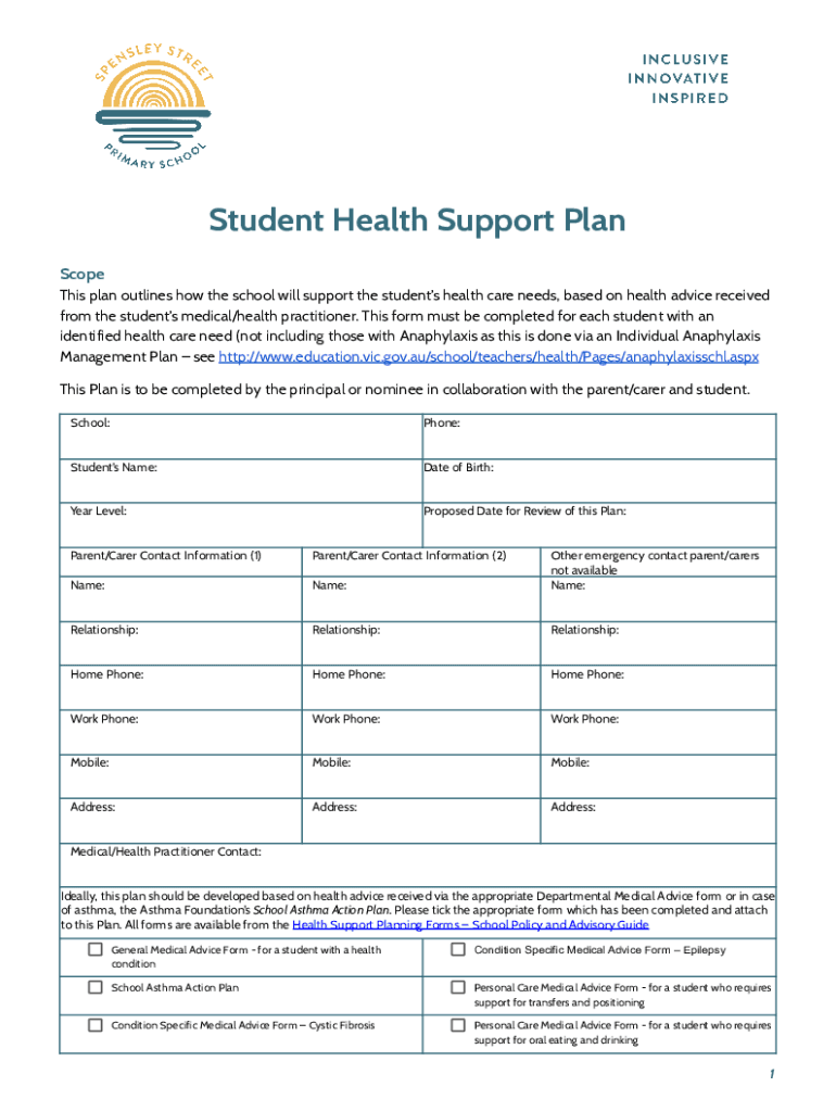 Fillable Online Individualized Health Plan (IHP) in an IEP - Undivided ...