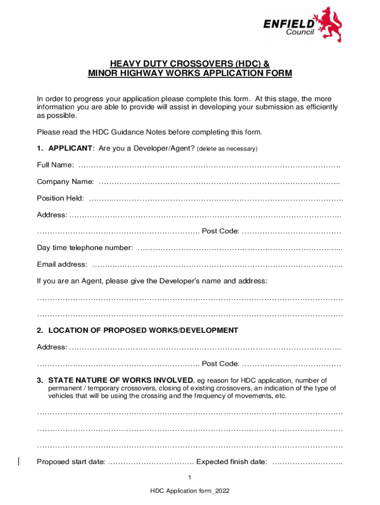 Fillable Online Heavy duty dropped kerb application form Fax Email ...