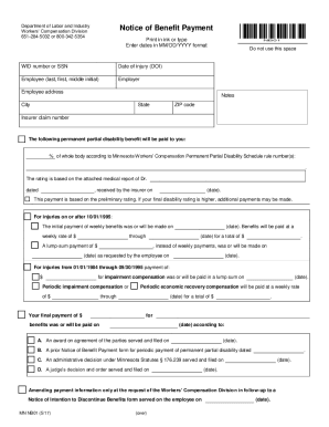 Fillable Online Form: Notice of benefit payment Fax Email Print - pdfFiller