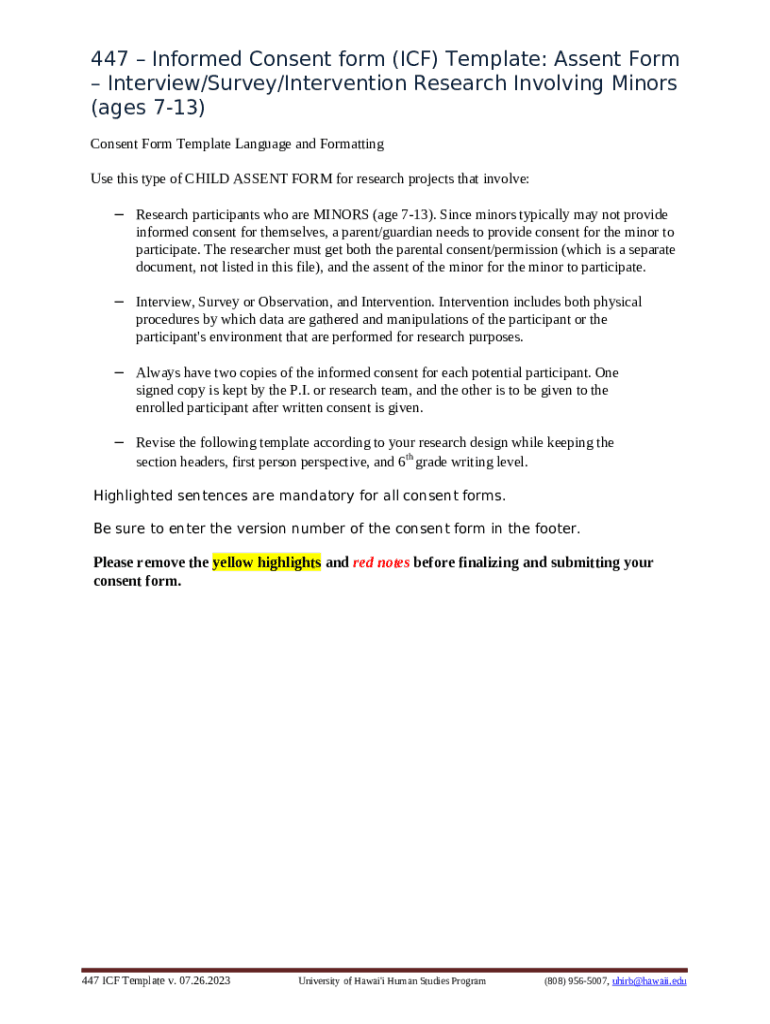 ICF Template: Assent Interview/Survey/Intervention ... Doc Template ...