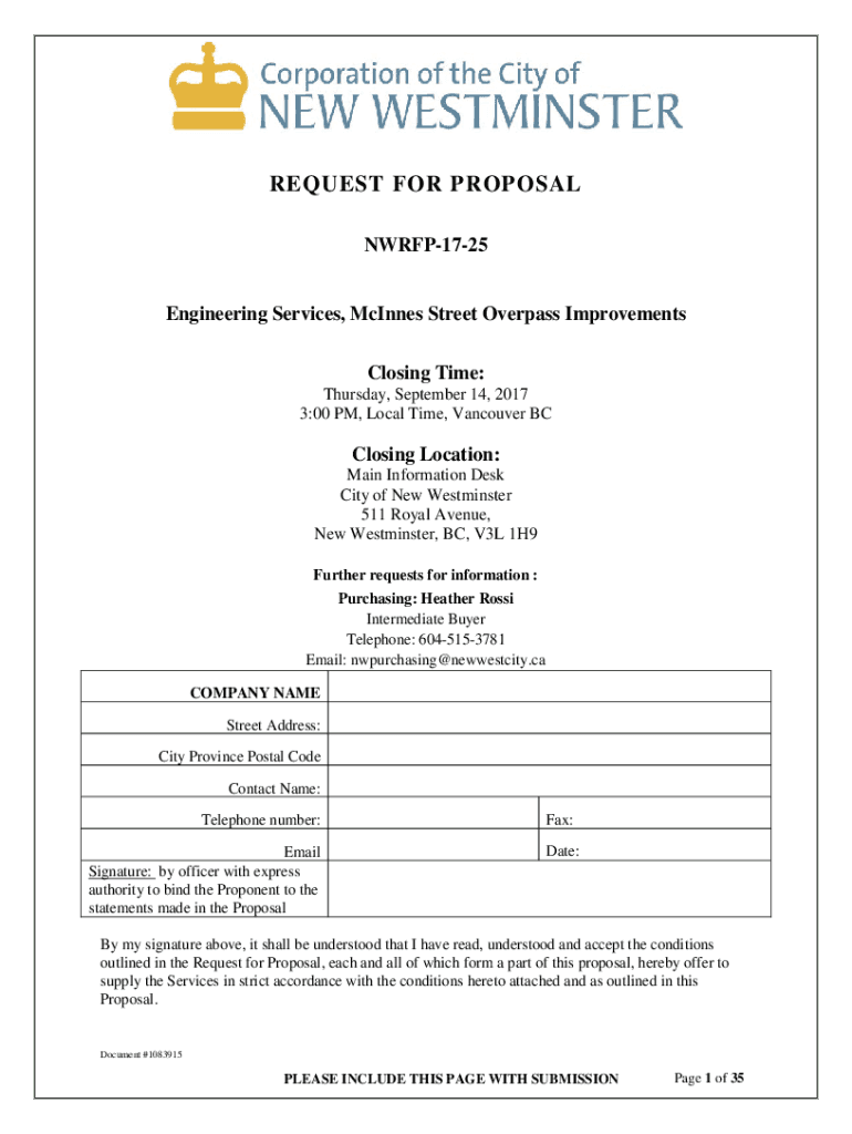 Fillable Online RFP-PS20190697 - Bidding Opportunities - City of Vancouver Fax Email Print ...