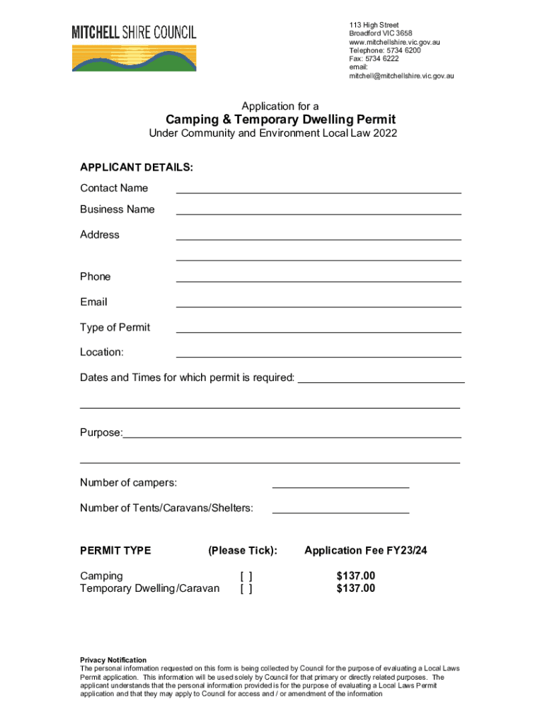 Fillable Online Permit to occupy a caravan or temporary dwelling Fax Email Print - pdfFiller
