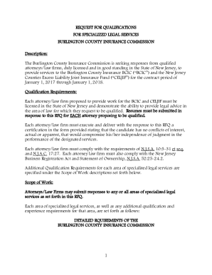 Fillable Online bcnj co burlington nj REQUEST FOR QUALIFICATIONS FOR ...