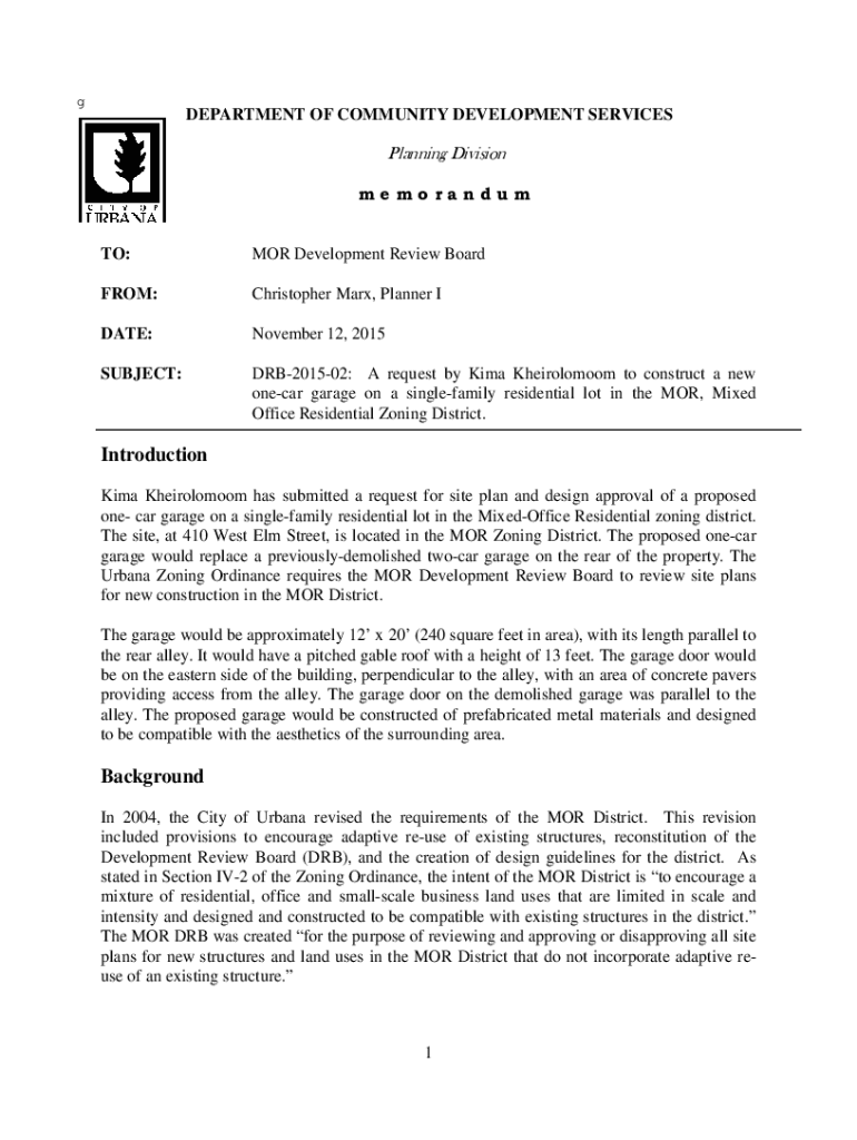 Fillable Online www2 urbanaillinois MOR Development Review Board Fax ...