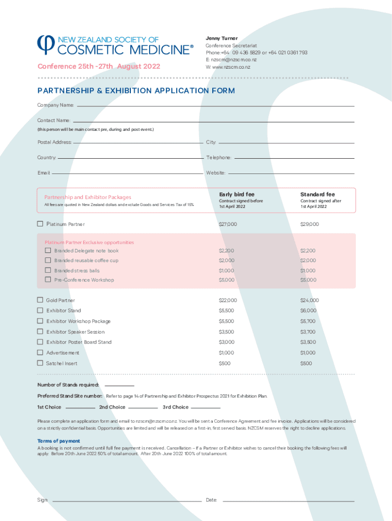 Fillable Online PARTNERSHIP & EXHIBITION APPLICATION FORM Fax Email Print - pdfFiller