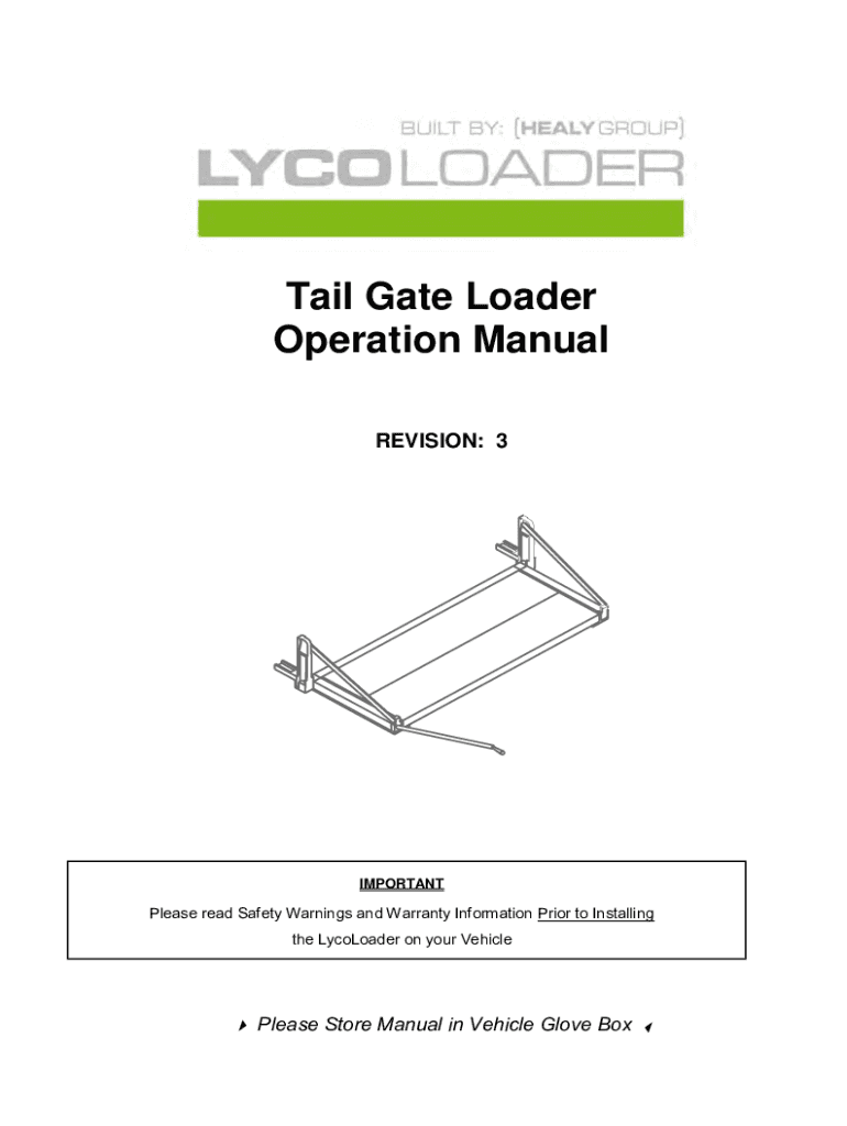Fillable Online Lyco Tailgate Loader, Vehicle Lifting Solutions ...