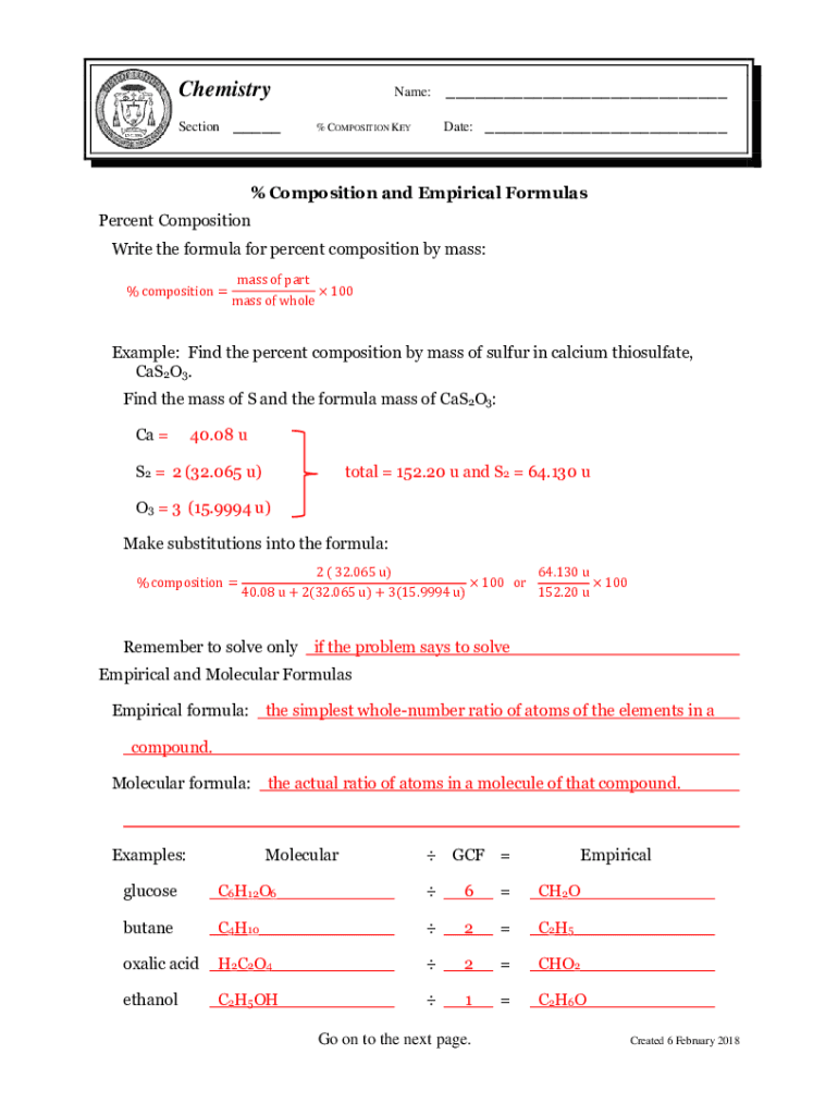 Fillable Online How to Calculate Mass Percent Composition Fax Email ...
