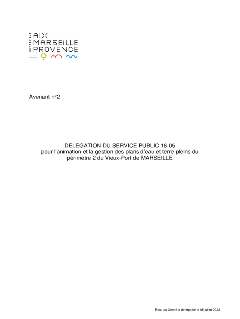 Remplissable En Ligne Avenant n2 DELEGATION DU SERVICE PUBLIC 18-05 ... Fax Email Imprimer ...