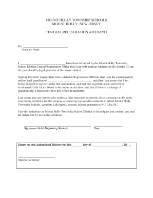 Fillable Online Central Registration Affidavit Fax Email Print - pdfFiller
