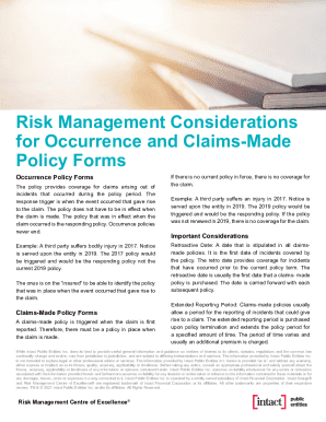 Fillable Online Risk Management Considerations for Occurrence and ...