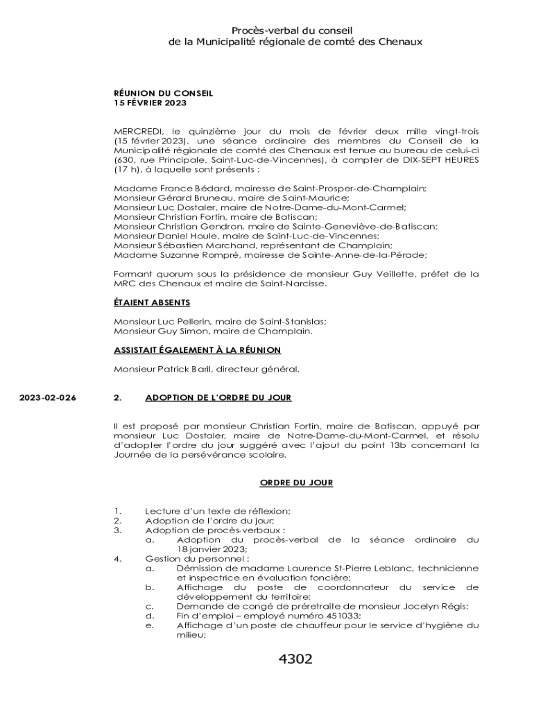 Remplissable En Ligne Procs-Verbal de la Sance du Conseil Municipal du 16 ... Fax Email Imprimer ...