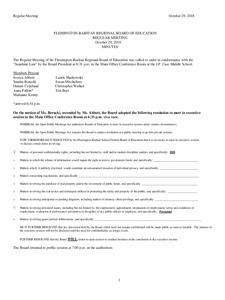 Fillable Online Hunterdon Central - Board of Education Fax Email Print ...