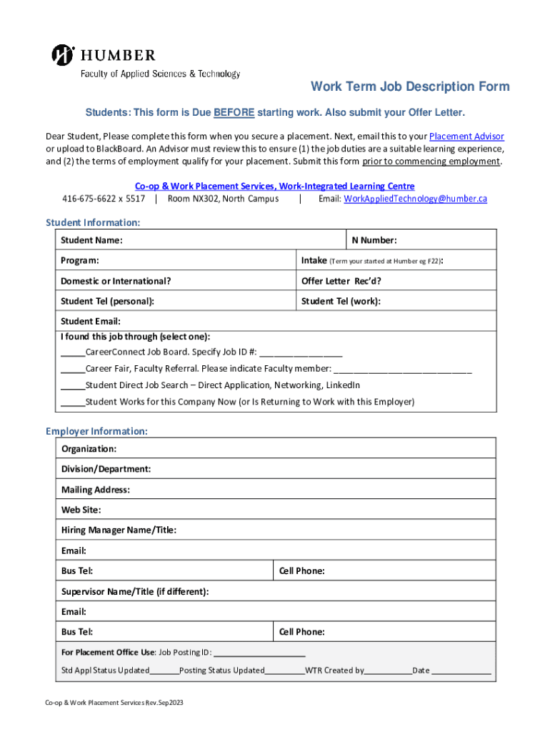 Fillable Online Work-Term-Job-Description-Form. ... Fax Email Print ...