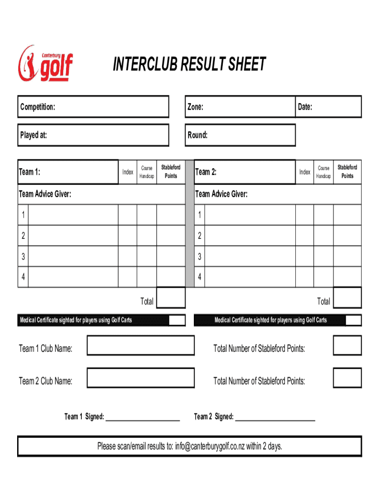 Fillable Online Generic Result Sheets Incl Woodward, Blank, Simon etc 1 ...