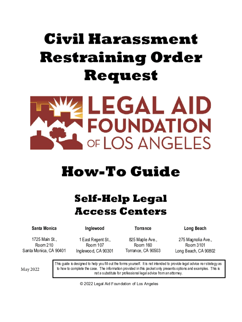 Fillable Online The restraining order process for civil harassment ...