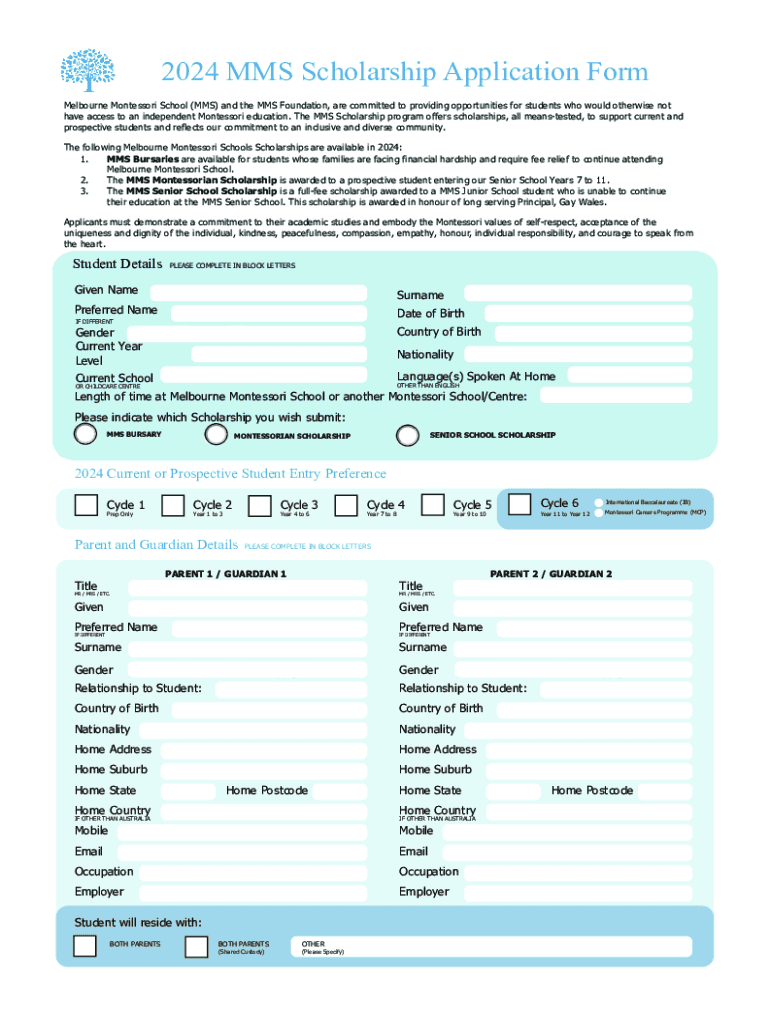 Fillable Online Melbournemontessori Vic Edu Nmms Application Form 2024