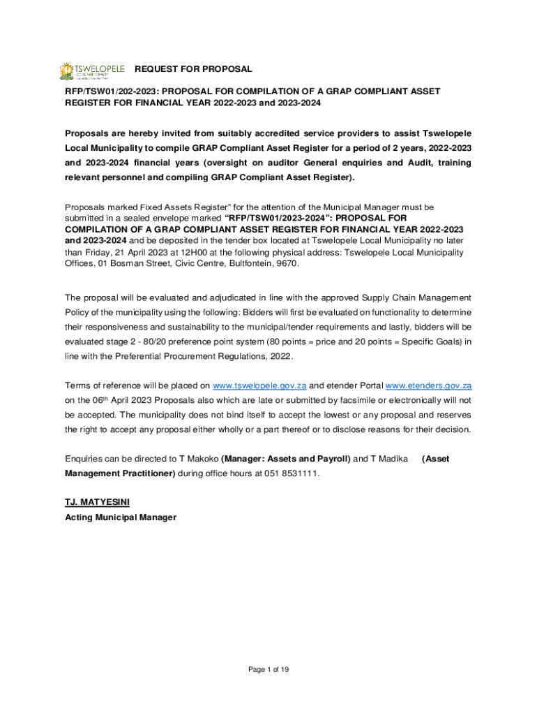 Fillable Online request for proposal for compilation of grap compliant ...