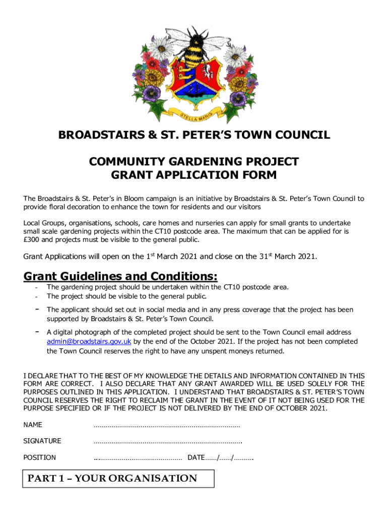 Fillable Online application form - Broadstairs & St Peter's Town ...