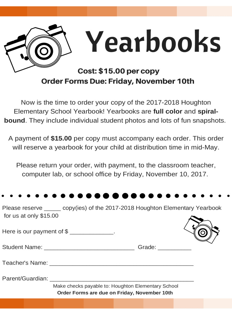 Fillable Online 17-18 Yearbook Order Form Fax Email Print - pdfFiller