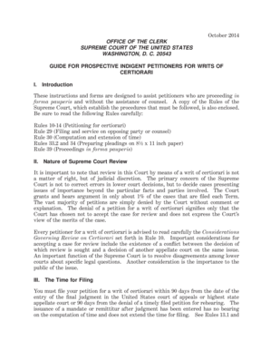 Fillable Online supremecourt Guide to Filing In Forma Pauperis Cases ...