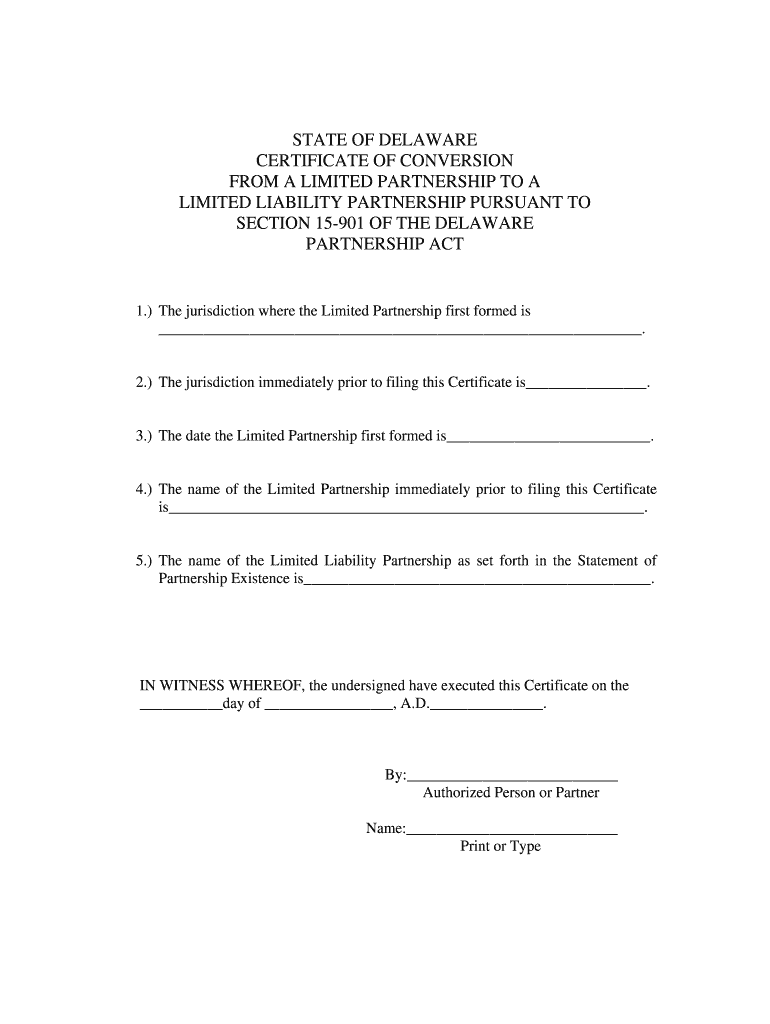 Fillable Online corp delaware Certificate of Conversion from a Delaware or Non-Delaware Limited ...