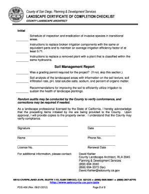 Fillable Online Landscape certificate of completion checklist Fax Email ...