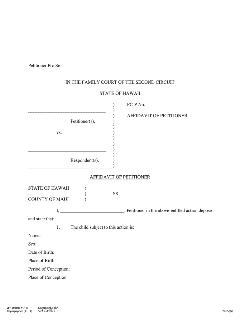 Fillable Online Affidavit of Petitioner Fax Email Print - pdfFiller