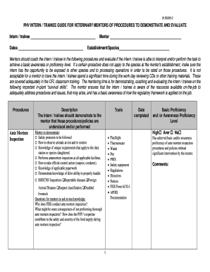 Fillable Online fsis usda PHV Intern Trainee Guide for Veterinary ...