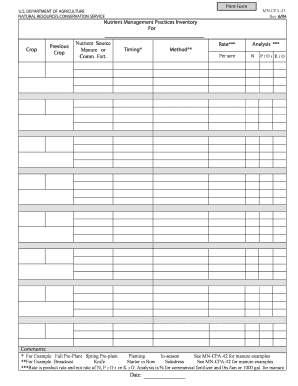 Fillable Online nrcs usda Nutrient Management Practices Inventory ...