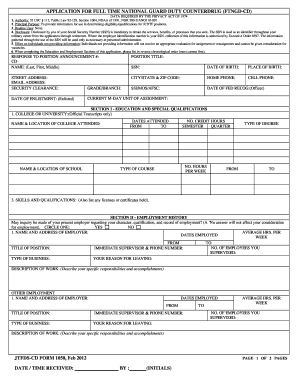 Fillable Online calguard ca APPLICATION FOR FULL TIME NATIONAL GUARD ...