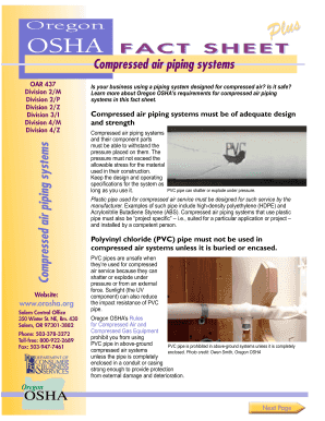 Fillable Online osha oregon OSHA FACT SHEET Compressed air piping ...
