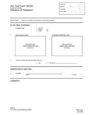 Fillable Online niehs nih Center ID: TLC Trial Form TX0 - niehs nih Fax ...