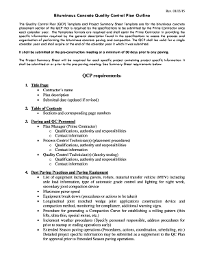 Fillable Online ct Bituminous Concrete Quality Control Plan Outline QCP ...