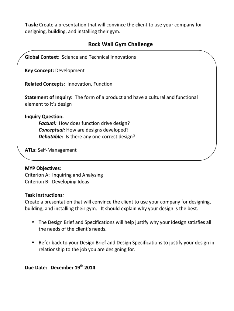 Fillable Online Rock Wall Gym Task Sheetdocx Fax Email Print - pdfFiller