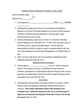 Fillable Online nyc Designation of Person in Parental Relation GOL T5 ...