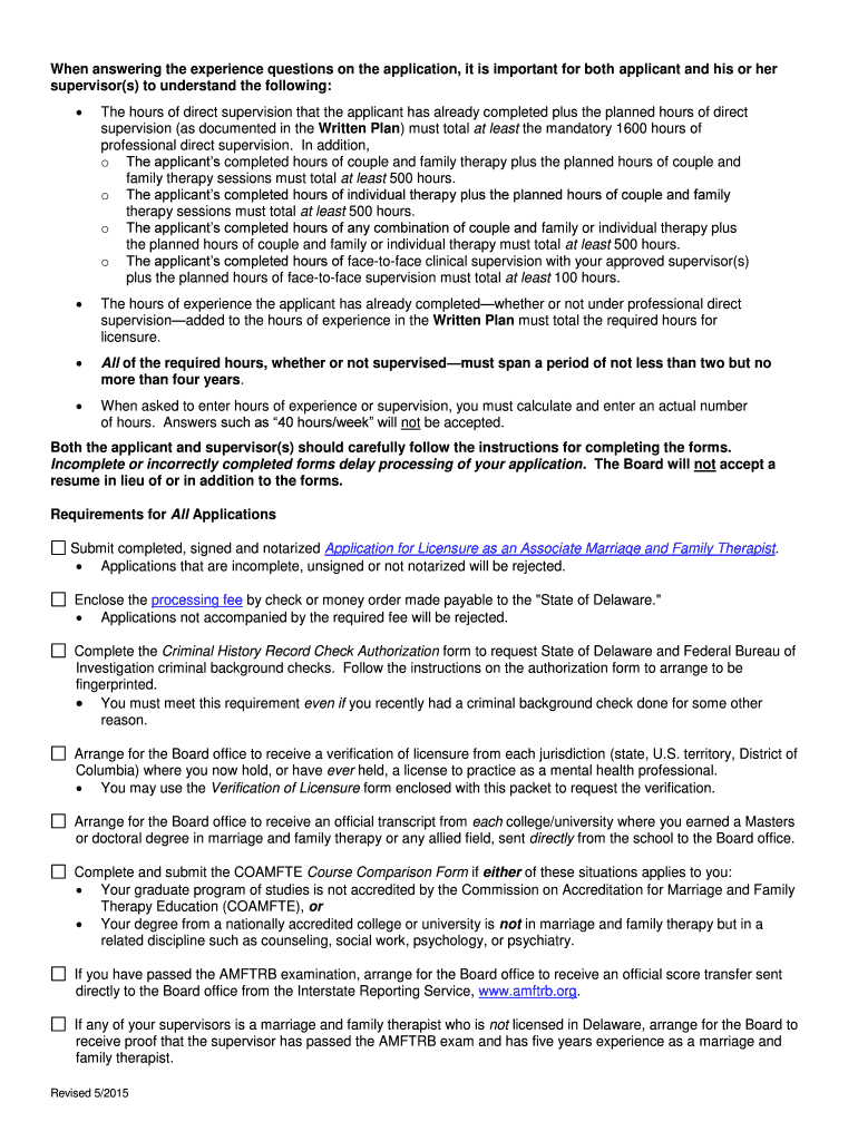 Fillable Online dpr delaware APPLICATION FOR LICENSURE AS AN ASSOCIATE ...