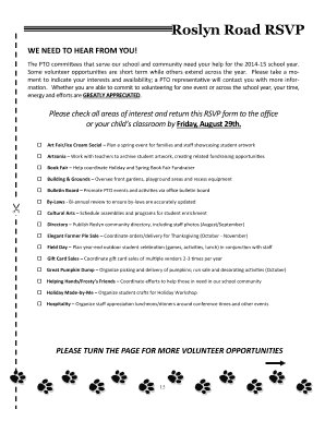 Fillable Online PTO RSVP - Barrington 220 Fax Email Print - pdfFiller