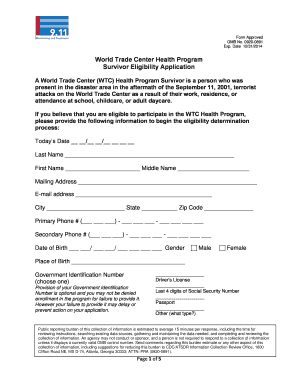 Fillable Online cdc World Trade Center Health Program Survivor ...