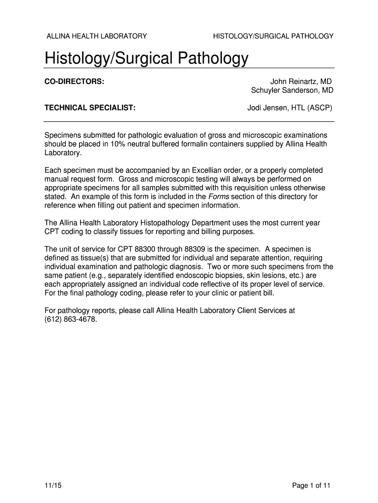 Fillable Online HISTOLOGY/SURGICAL PATHOLOGY Fax Email Print - pdfFiller