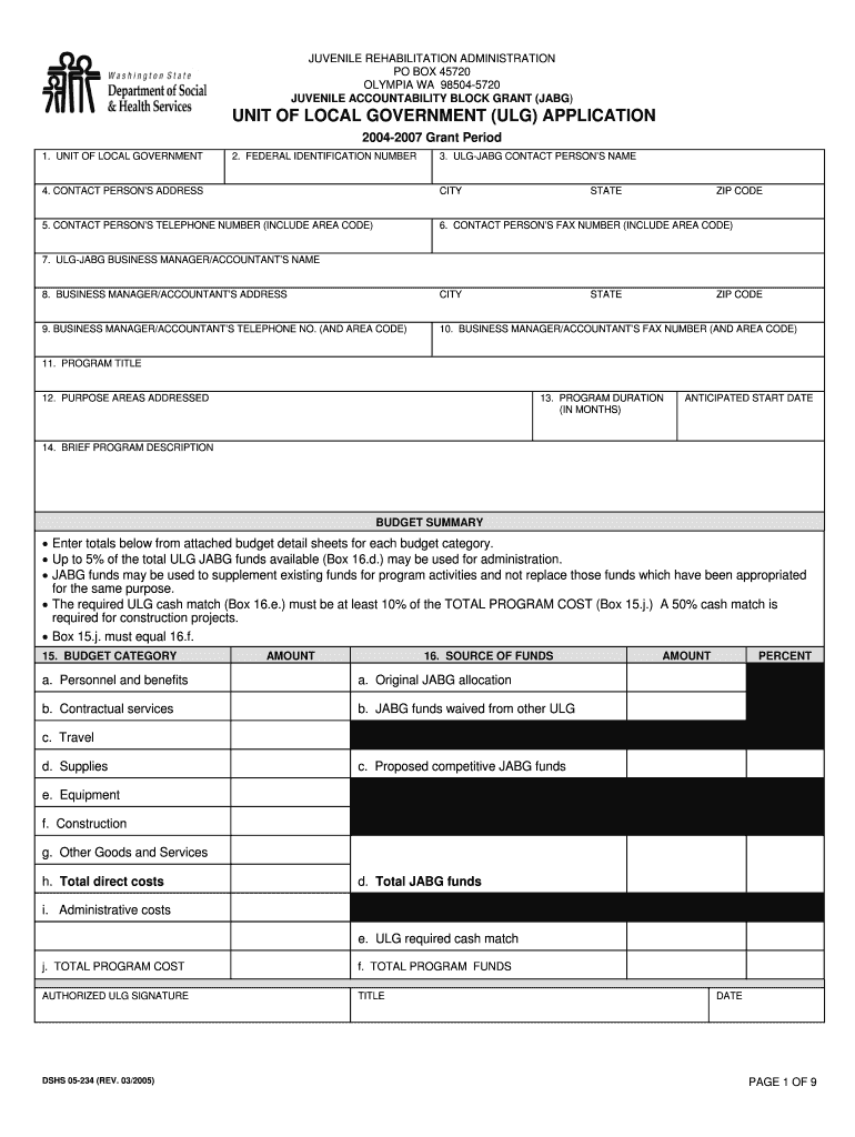 Fillable Online dshs wa UNIT OF LOCAL GOVERNMENT (ULG) APPLICATION - dshs wa Fax Email Print ...