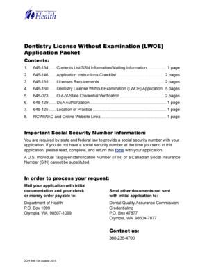 Fillable Online doh wa Dentistry License Without Examination (LWOE ...